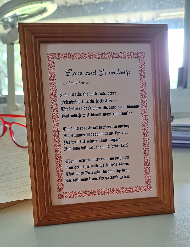 Emily Bronte. Love and Friendship. A Poem - Etsy