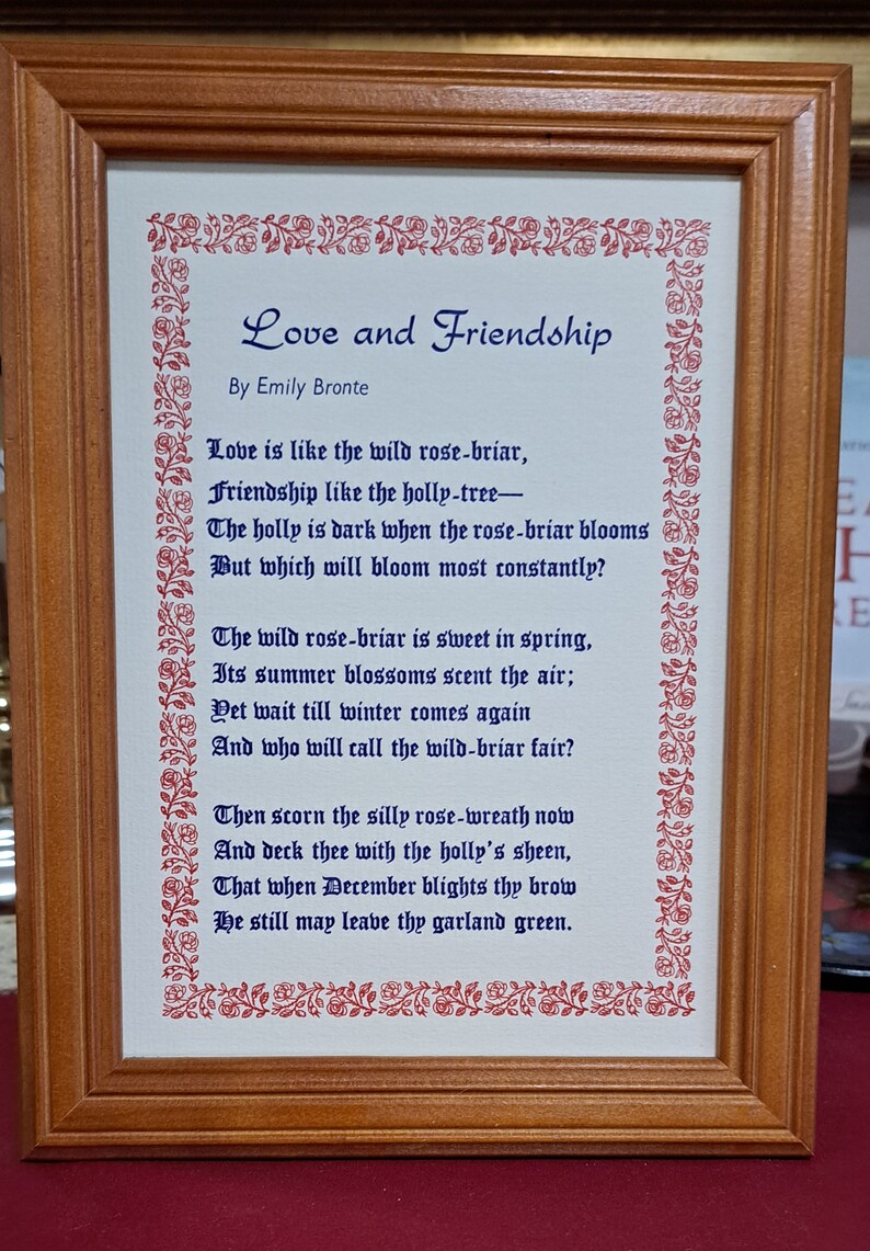 Emily Bronte. Love and Friendship. A Poem - Etsy