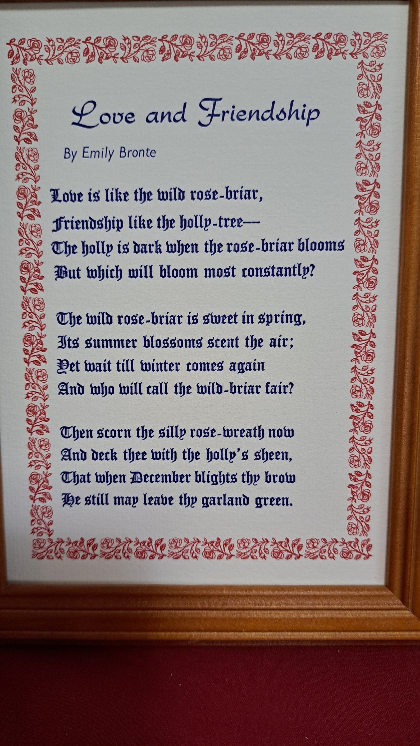 Emily Bronte. Love and Friendship. A Poem - Etsy