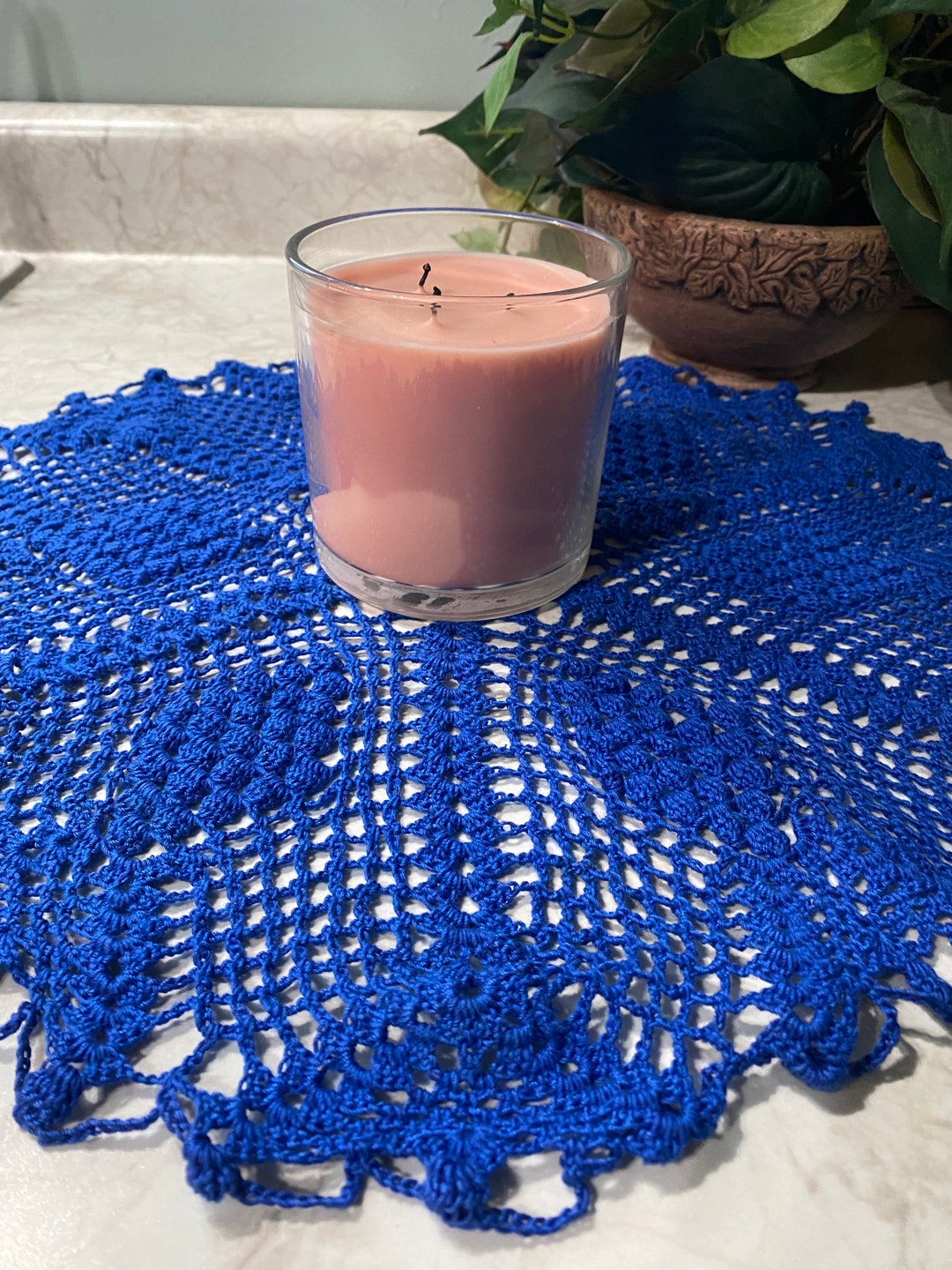 Blue Doilies Crochet Table Mat, Lace Doilies for Tables, Christmas ...