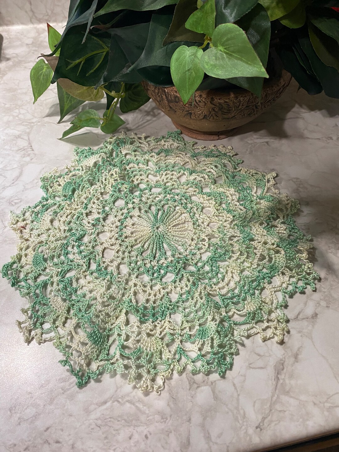 Green and White Decor, Crochet Table Mat, Lace Doilies for Tables ...