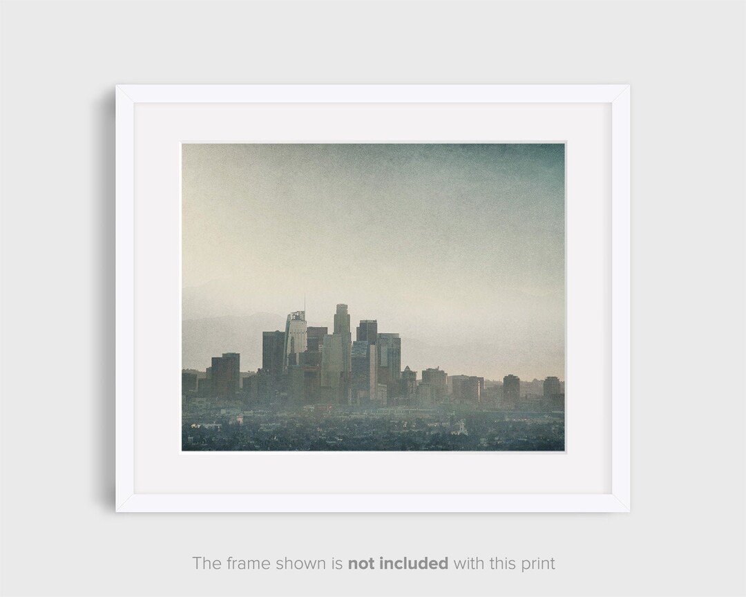 Los Angeles Wall Art LA Prints Los Angeles Cityscape Gray - Etsy