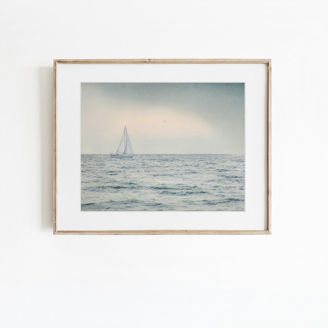 Nautical Prints - Sailing Boat Prints - Grey Coastal Wall Art ...