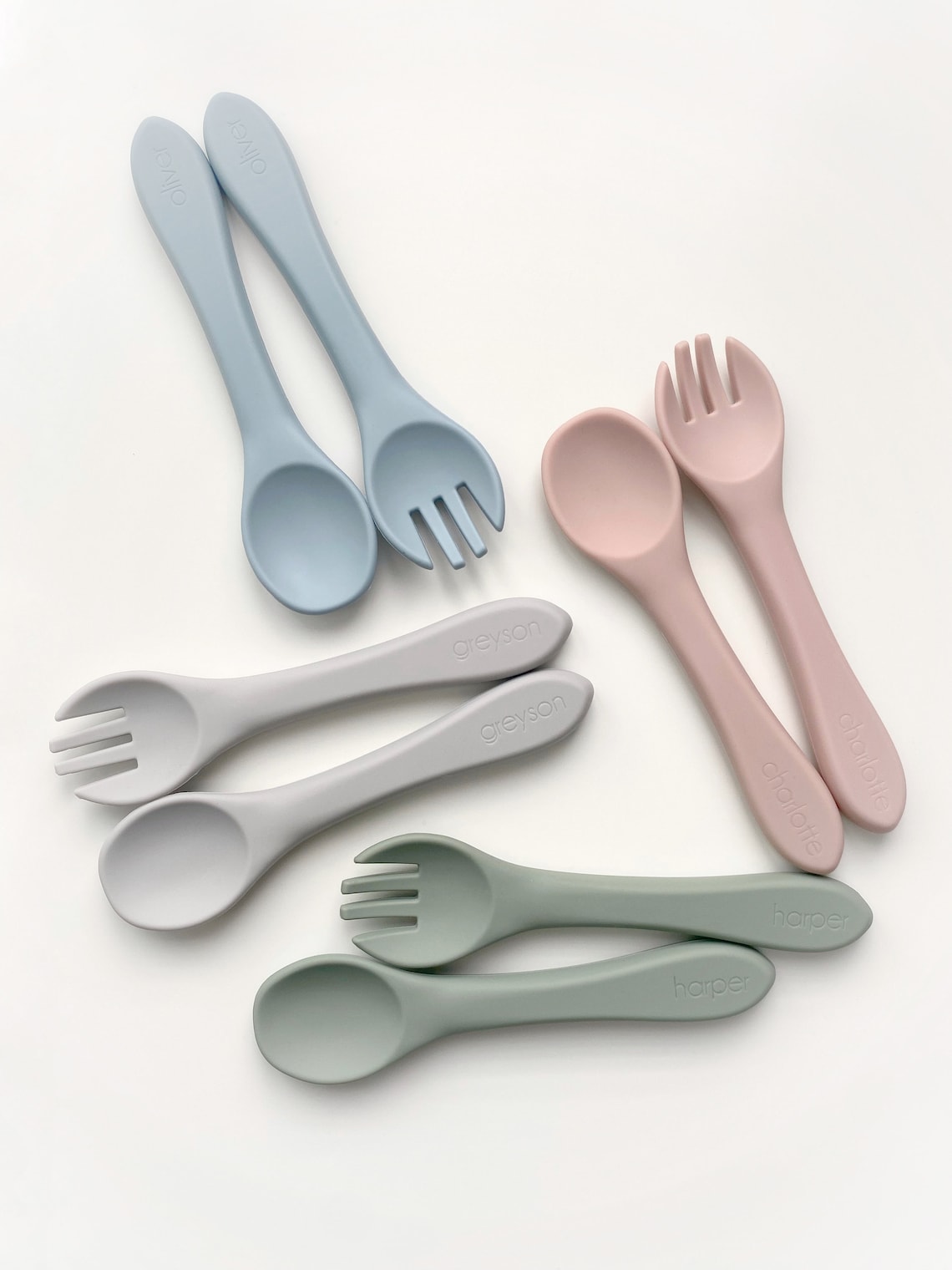 Personalized Spoon and Fork Set Silicone Utensil Set for - Etsy