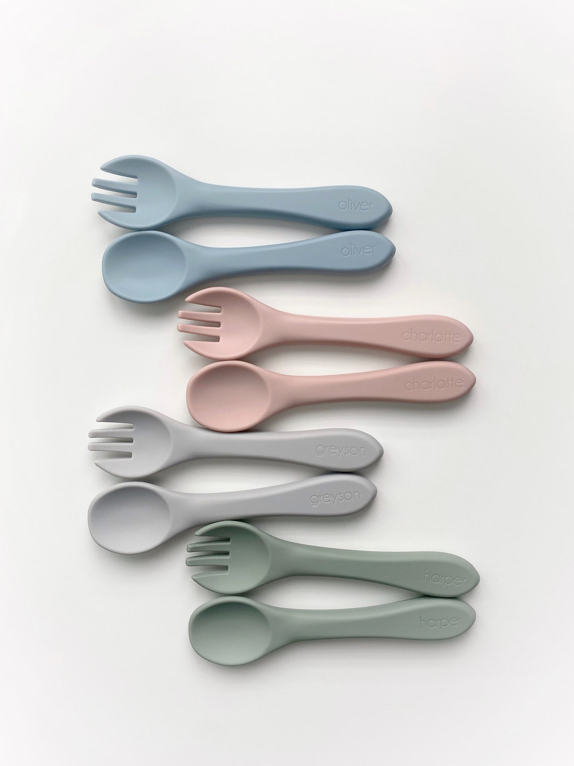 Personalized Spoon and Fork Set Silicone Utensil Set for - Etsy