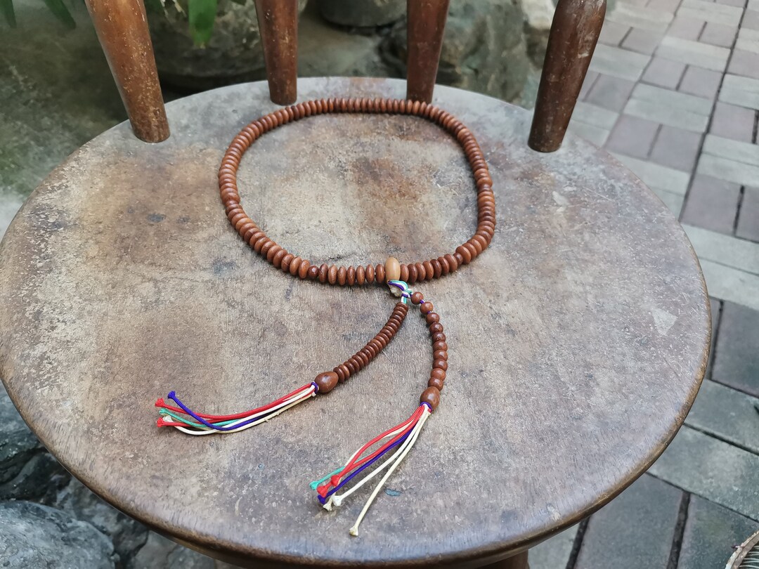 Vintage Japanese Kyoto Plum Wood Tendai Buddhist Juzu Prayer Beads Mala ...