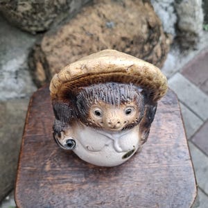 Japanese Vintage Ash Glazed 信楽焼 Shigaraki Male Tanuki Good Luck Raccoon ...