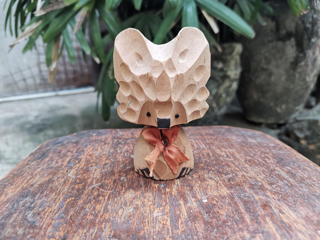 Antique Japanese Wooden Doll Baby Fox Kitsune Inari Hand Carved ...