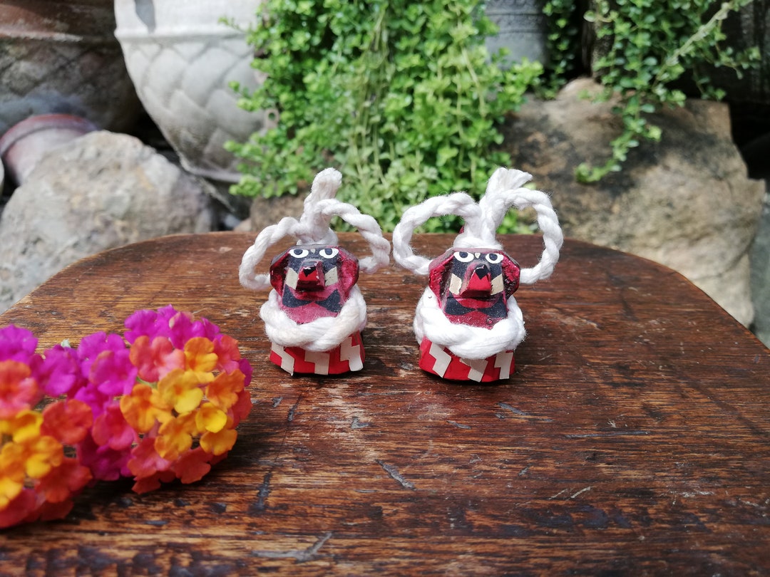 Set of 2 Japanese Miniature Tosa Inu Enamel Painted Clay Doll Champion ...