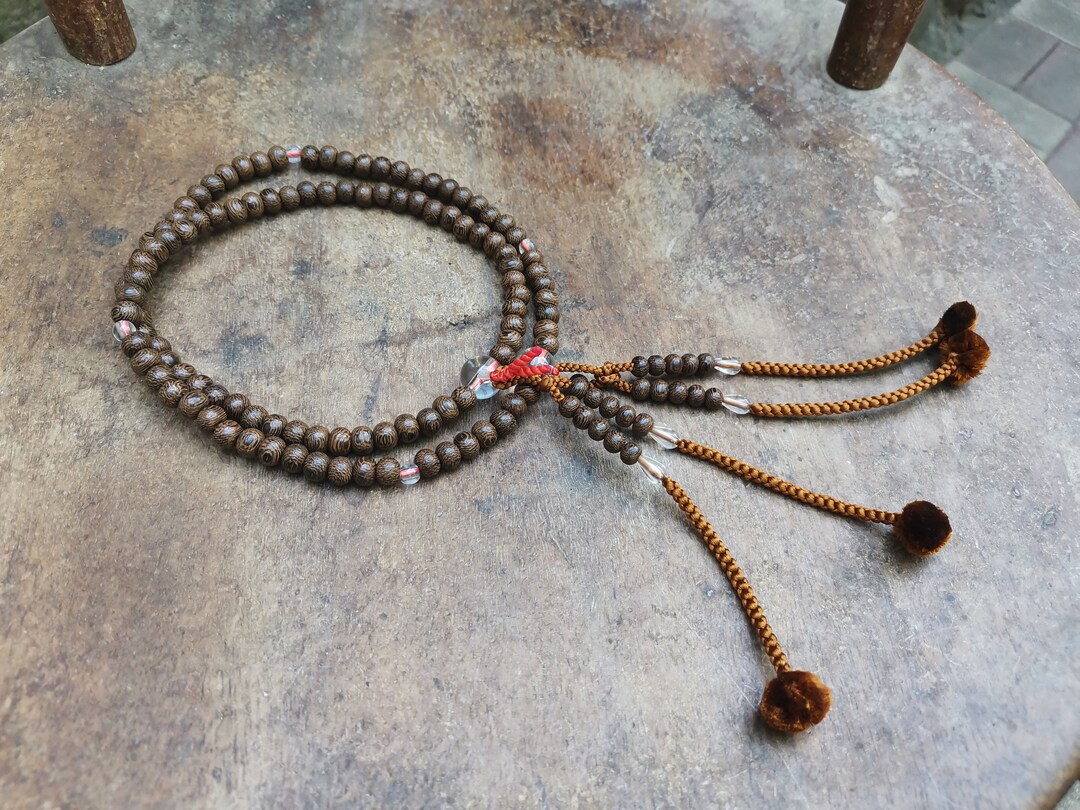 Vintage Japanese Yakusugi Sacred Cedar Wood Shingon Buddhism Juzu ...