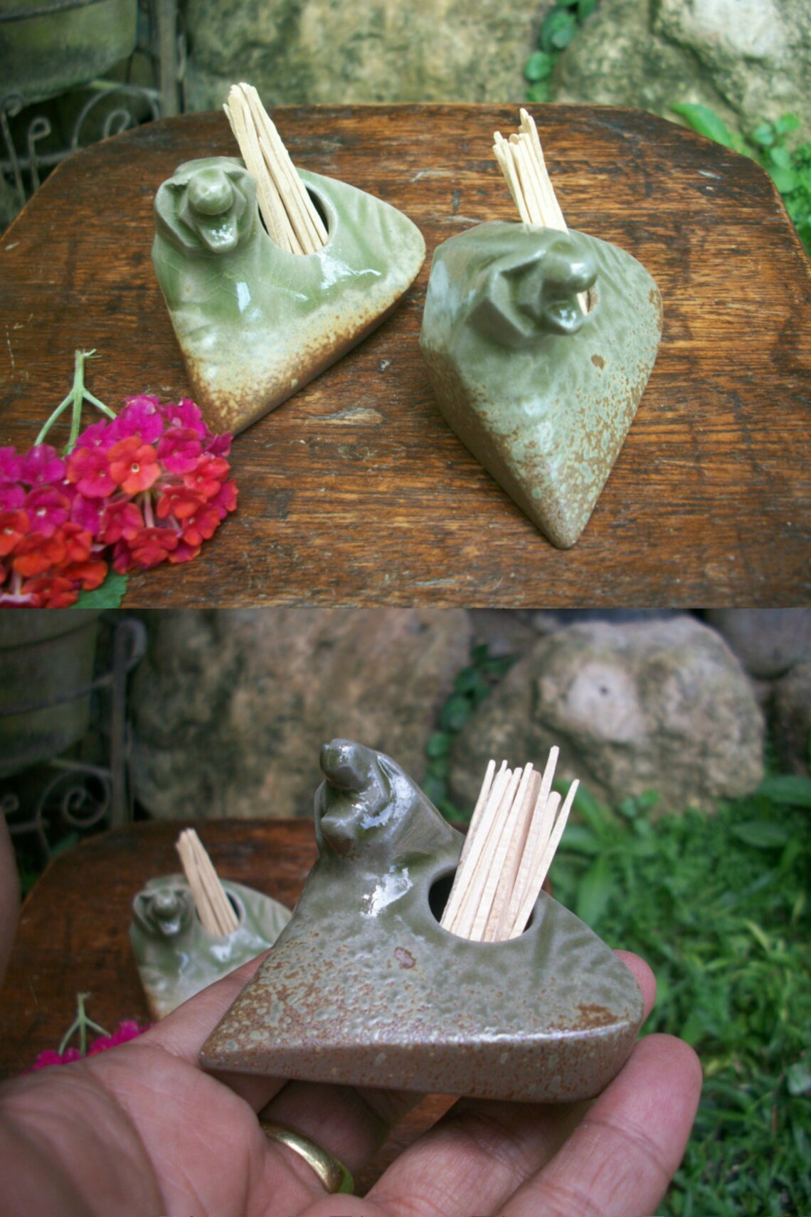 1980s Set Of 2 Japanese Tiger Stoneware Toothpick Holder | Etsy