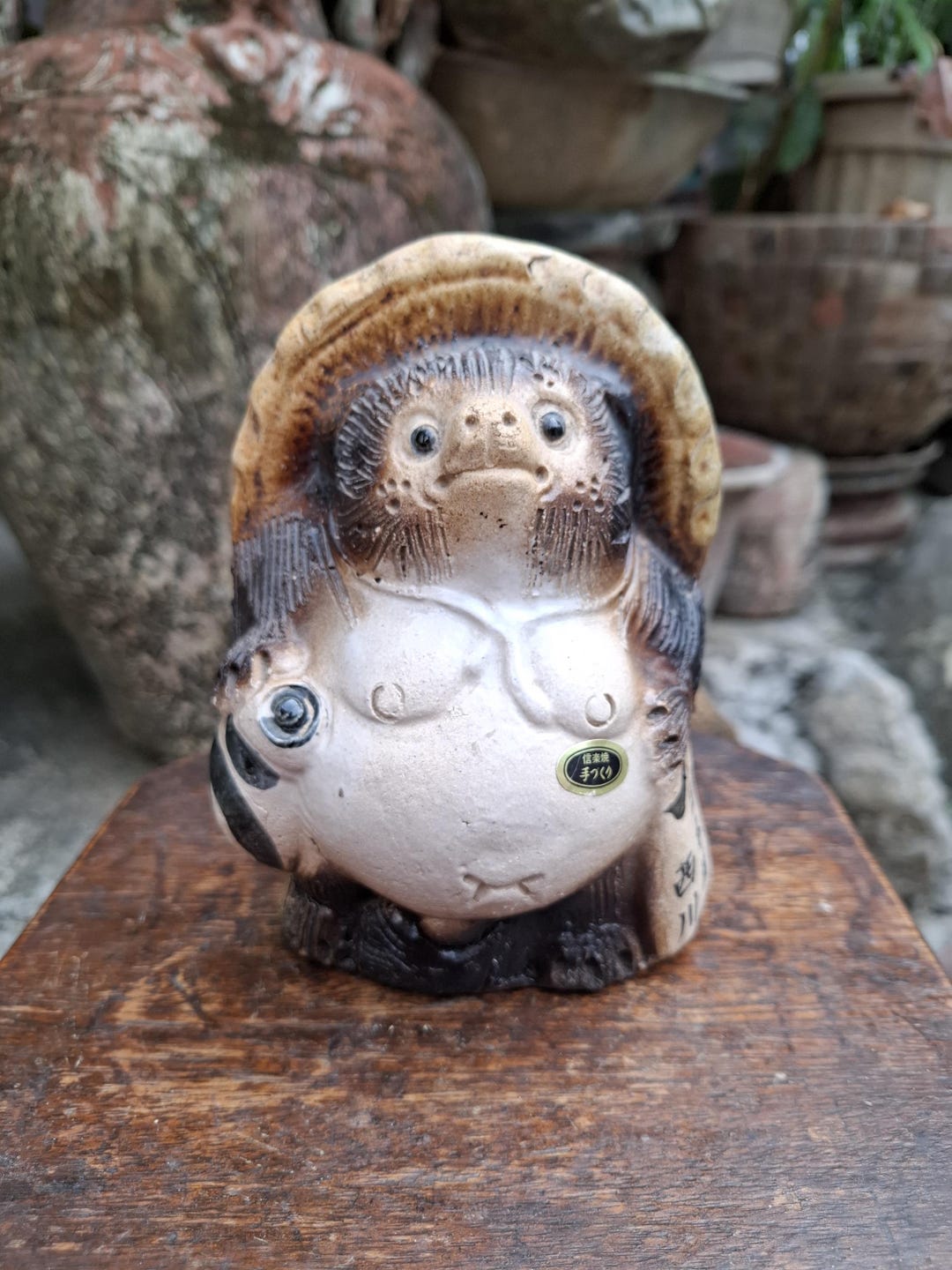 Japanese Vintage Ash Glazed 信楽焼 Shigaraki Male Tanuki Good Luck Raccoon ...