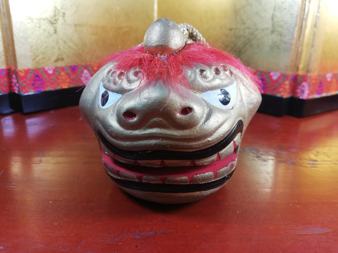 Japanese Ryukyu Shisa Shishi Lion Foo Dog Lion Guardian Mask Dorei Bell ...