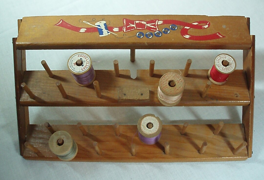 Hard to Find 1930's Vintage Patriotic Folding Wooden Thread Spool Rack ...