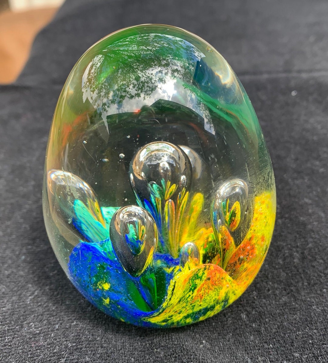 VTG Art Glass Double Blown Multi-color Paper Weight - Etsy