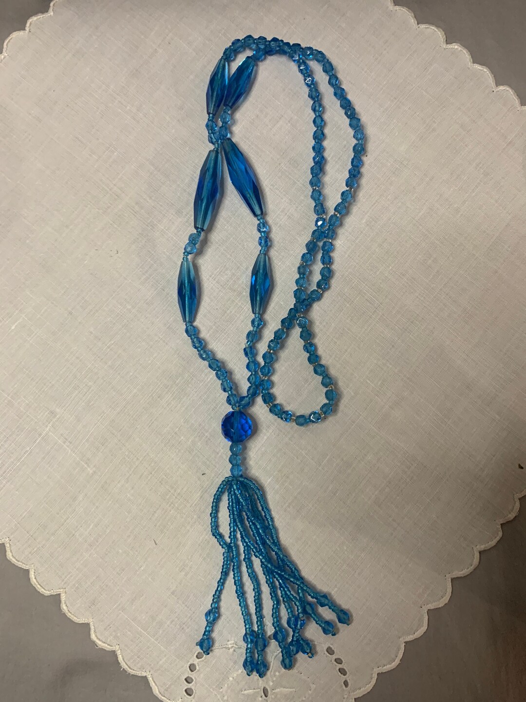 Vintage 1920's Glass Flapper Beads Blue Hand Cut - Etsy