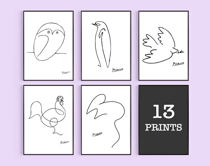Pablo Picasso Animal Prints Dog Penguin Flamingo Chicken Dove Butterfly ...