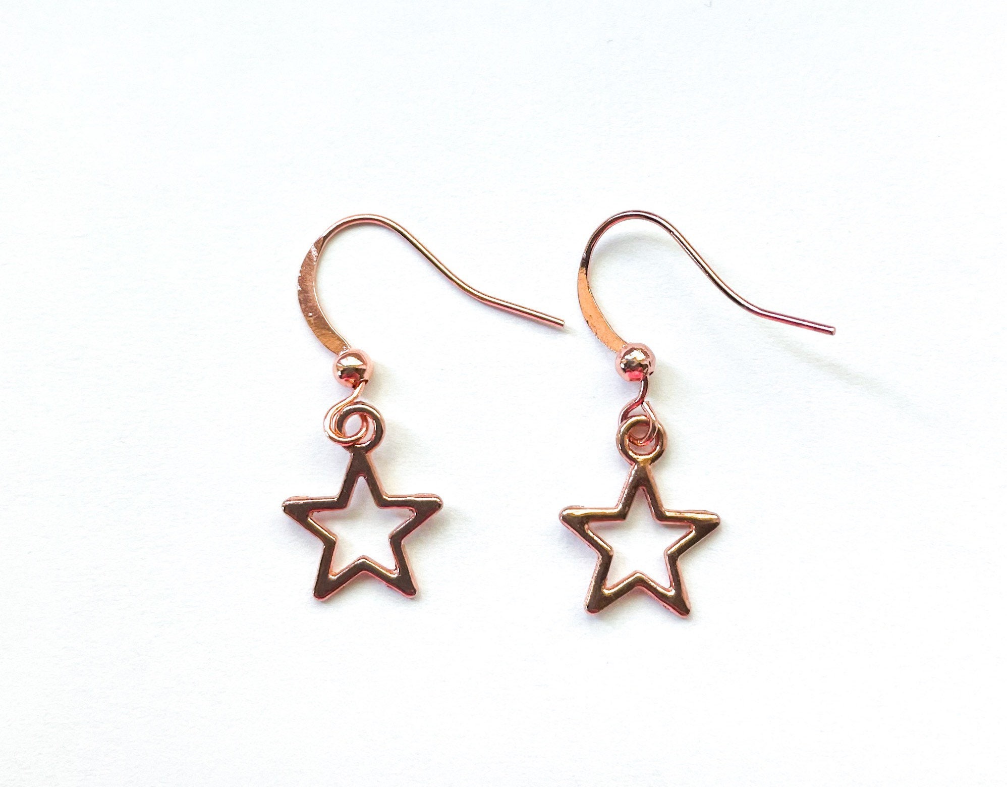 Pendientes Estrella Oro Rosa - Etsy España