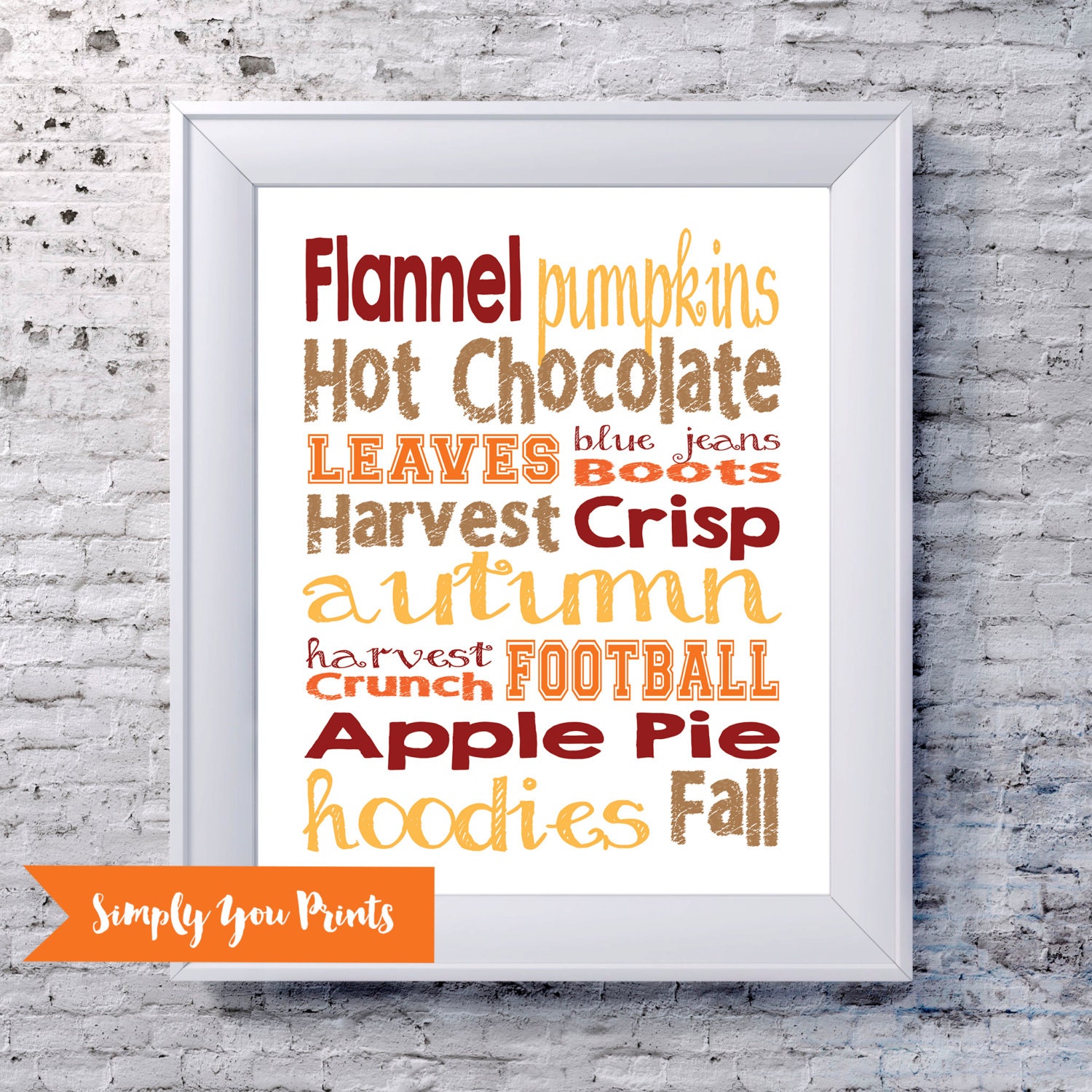Fall Subway Art, Collection of Fall Favorites, 8x10, 11x14 - Etsy