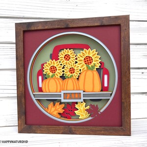 3d Fall Harvest Truck Shadow Box Svg, 3d Layered Svg, 3d Svg, Fall ...