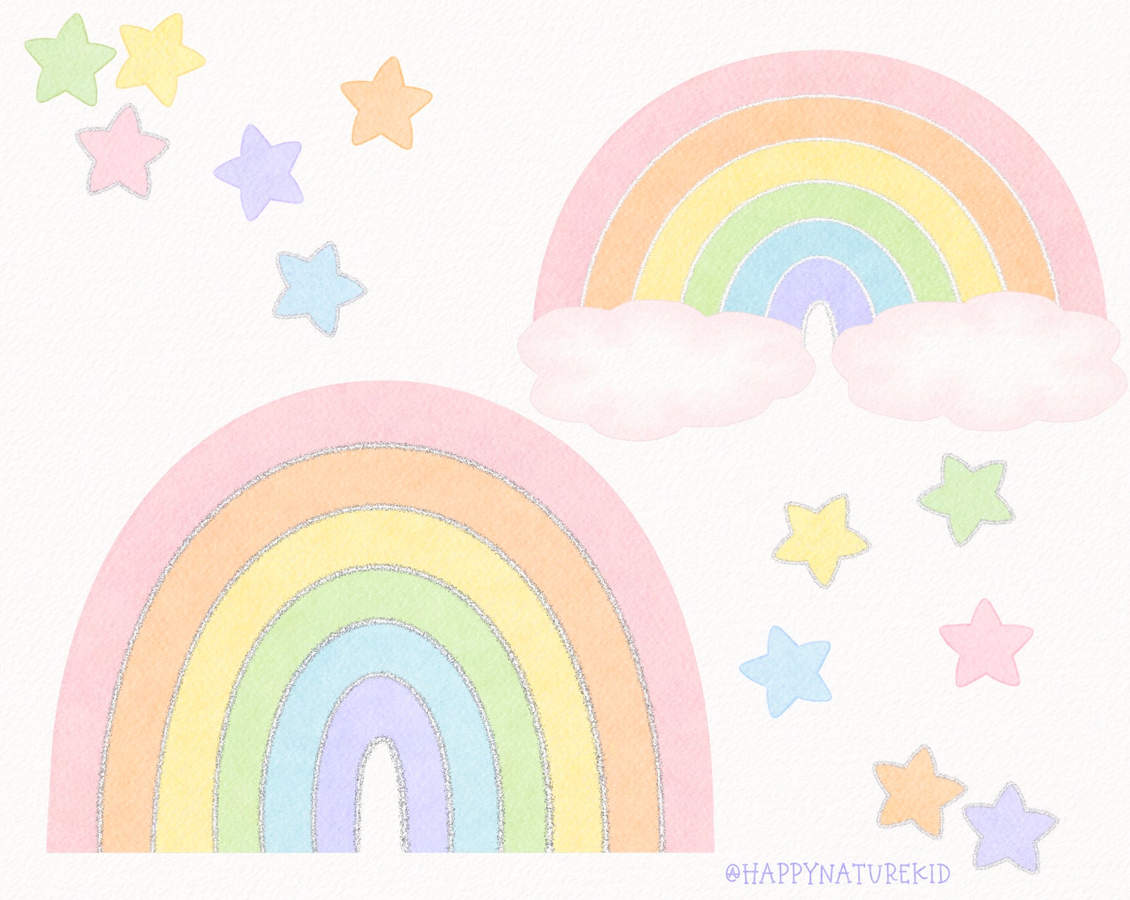 Pastel Rainbow Clipart, Pastel Rainbow Png, Watercolor Rainbow Clipart ...
