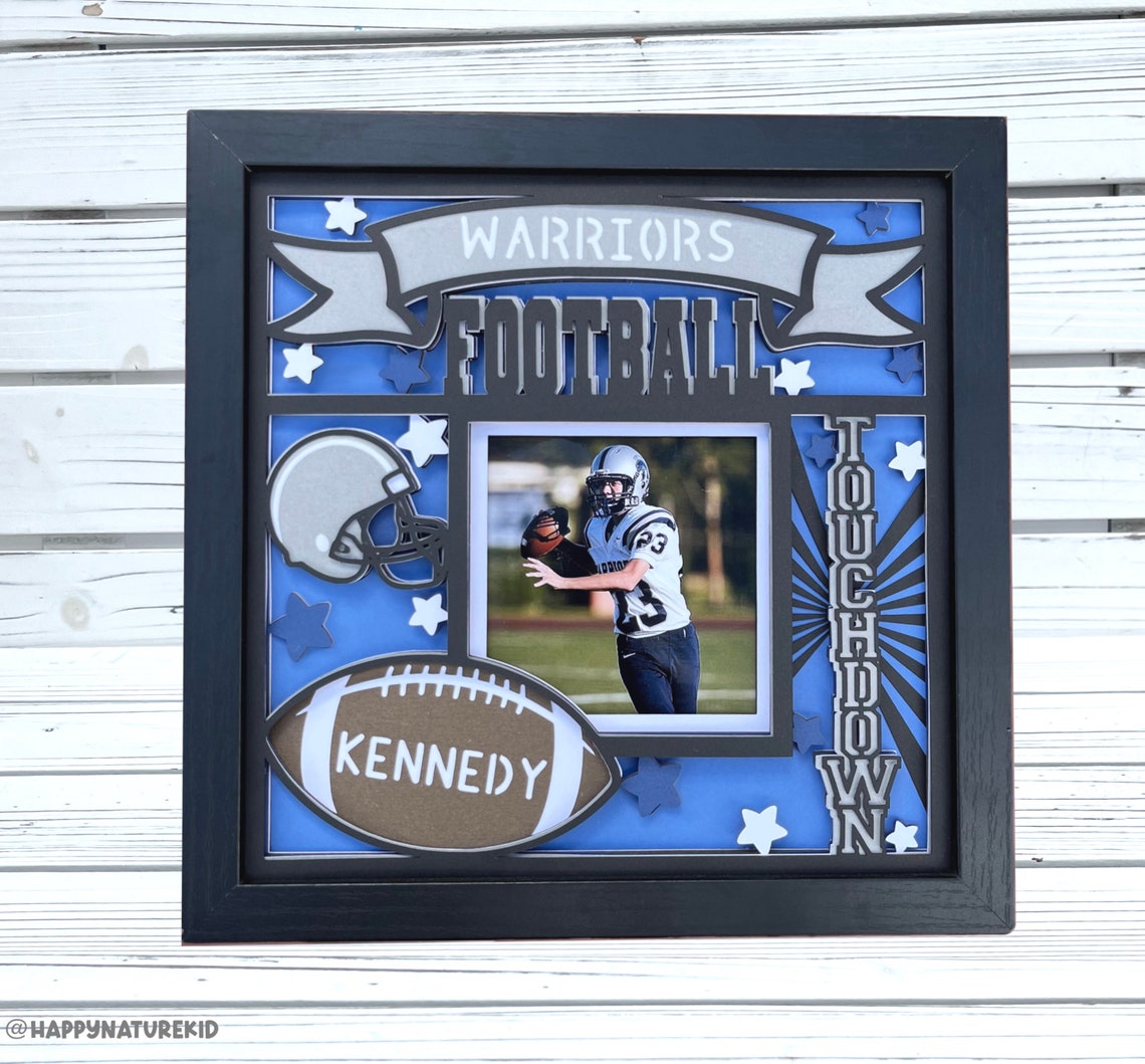 Personalized Football Shadow Box Svg Personalized Football - Etsy