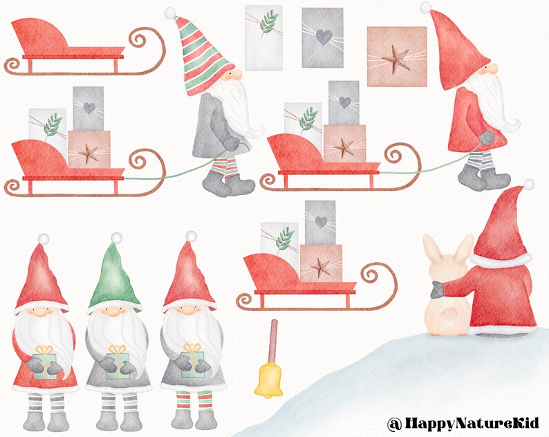 Scandinavian Christmas Clipart Christmas Clipart Watercolor - Etsy