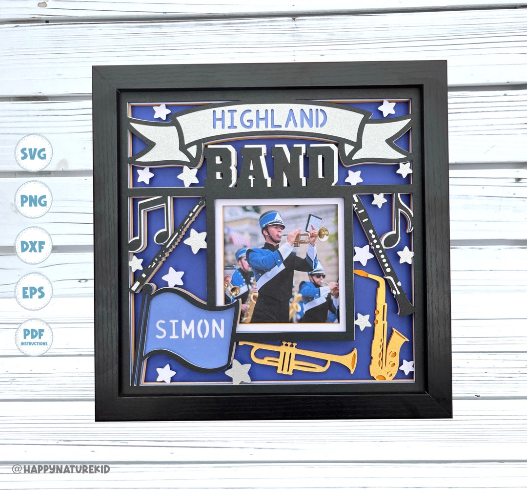 Personalized Band Shadow Box Svg, Band Shadow Box, 3d Music Svg, 3d ...