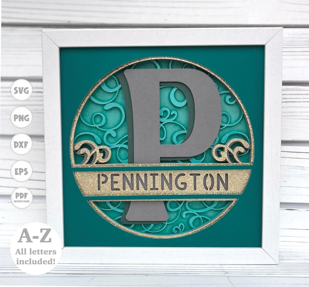 Letter Monogram Shadow Box Svg, Personalized Monogram Shadow Box Svg ...