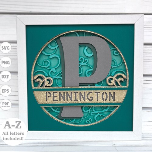Letter Monogram Shadow Box Svg Personalized Monogram Shadow - Etsy
