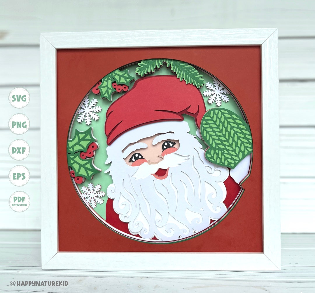 Santa Shadow Box Svg, Santa Shadow Box, Christmas Shadow Box, Shadow ...