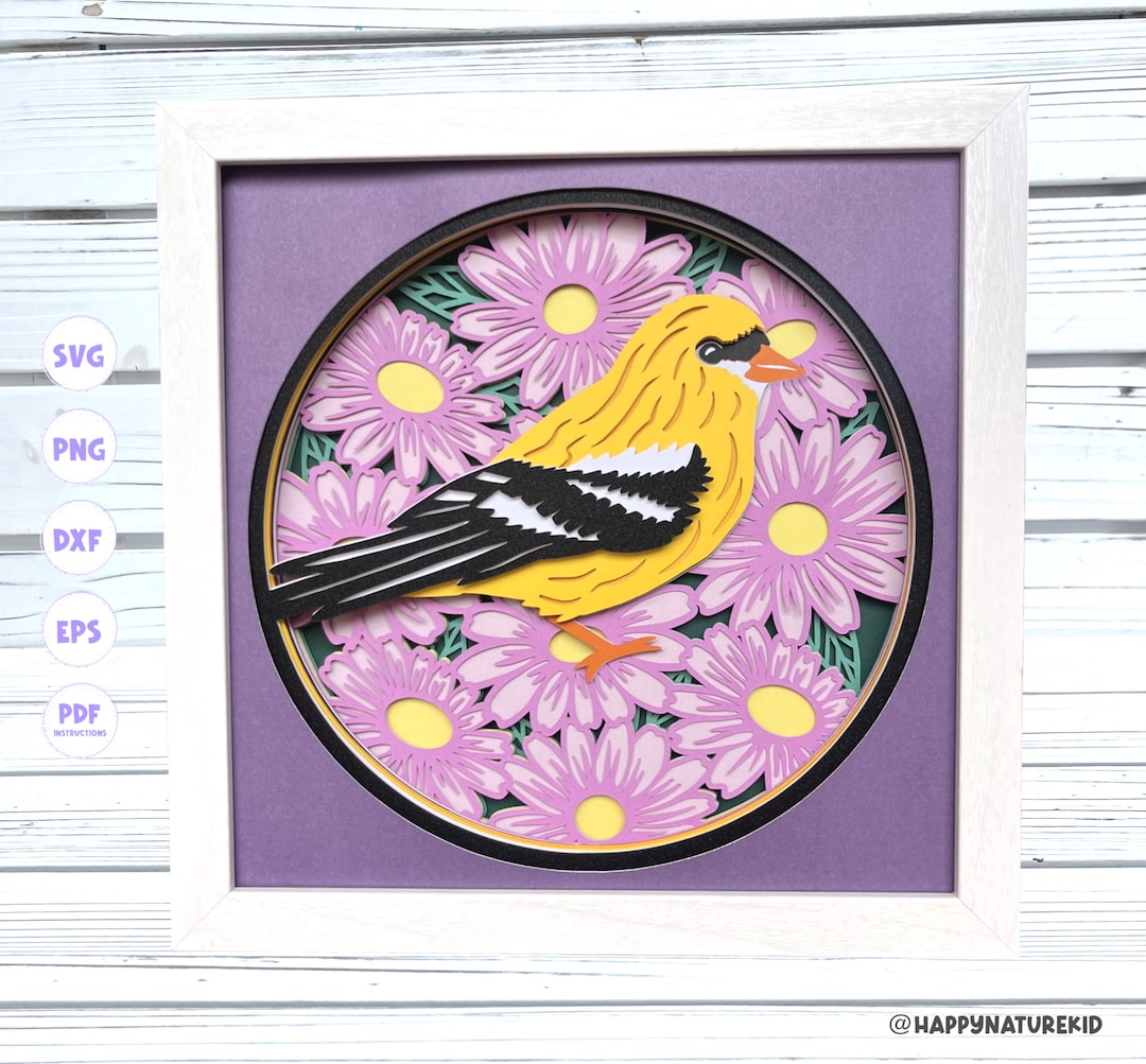 3d Gold Finch Shadow Box Svg, 3d Bird Shadow Box Svg, 3d Svg, 3d ...