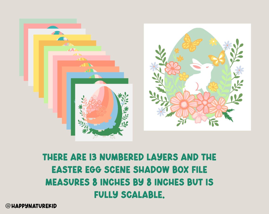 Easter Egg Scene Shadow Box Svg, Easter Bunny Shadow Box Svg, Easter ...