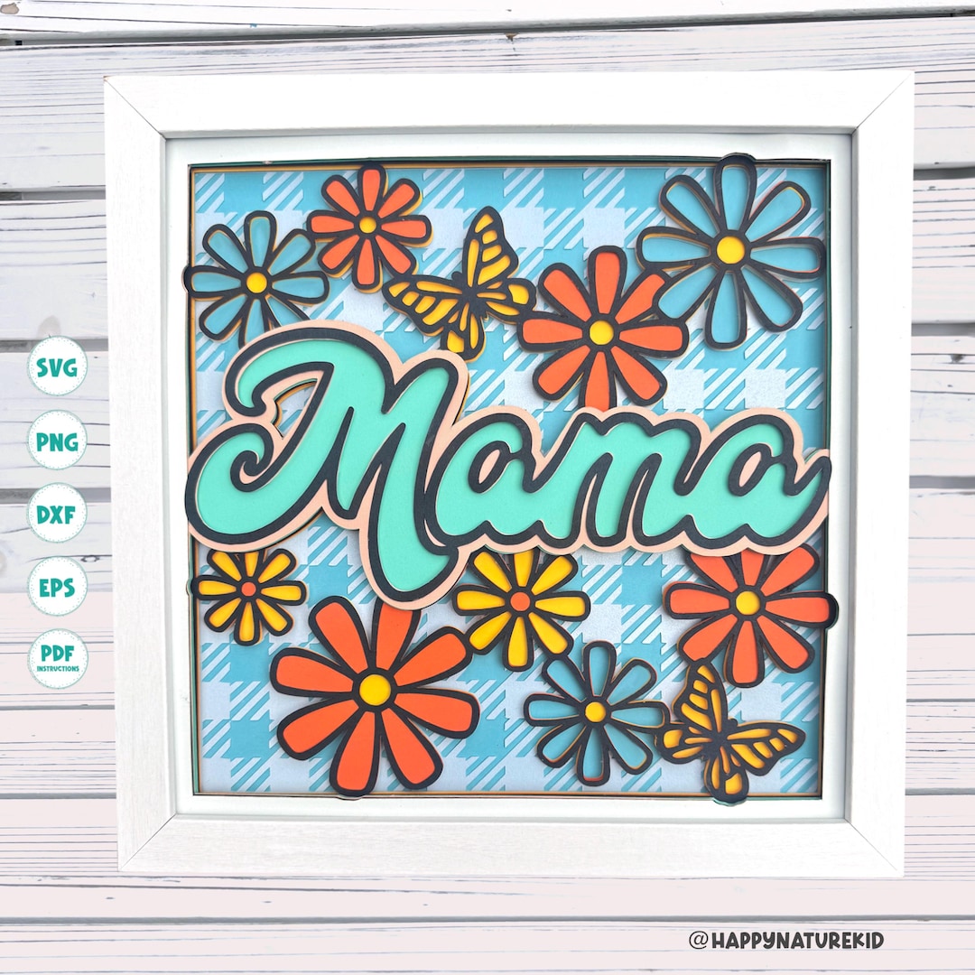 Mama Shadow Box Svg, Mother’s Day Shadow Box Svg, Retro Mama Svg ...