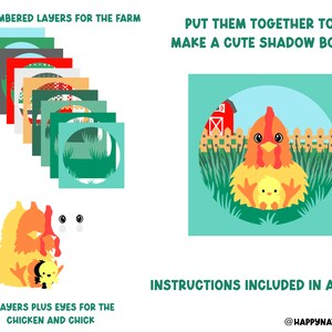 3d Chicken Shadow Box Svg, Farm Shadow Box Svg, 3d Chicken Svg, 3d ...