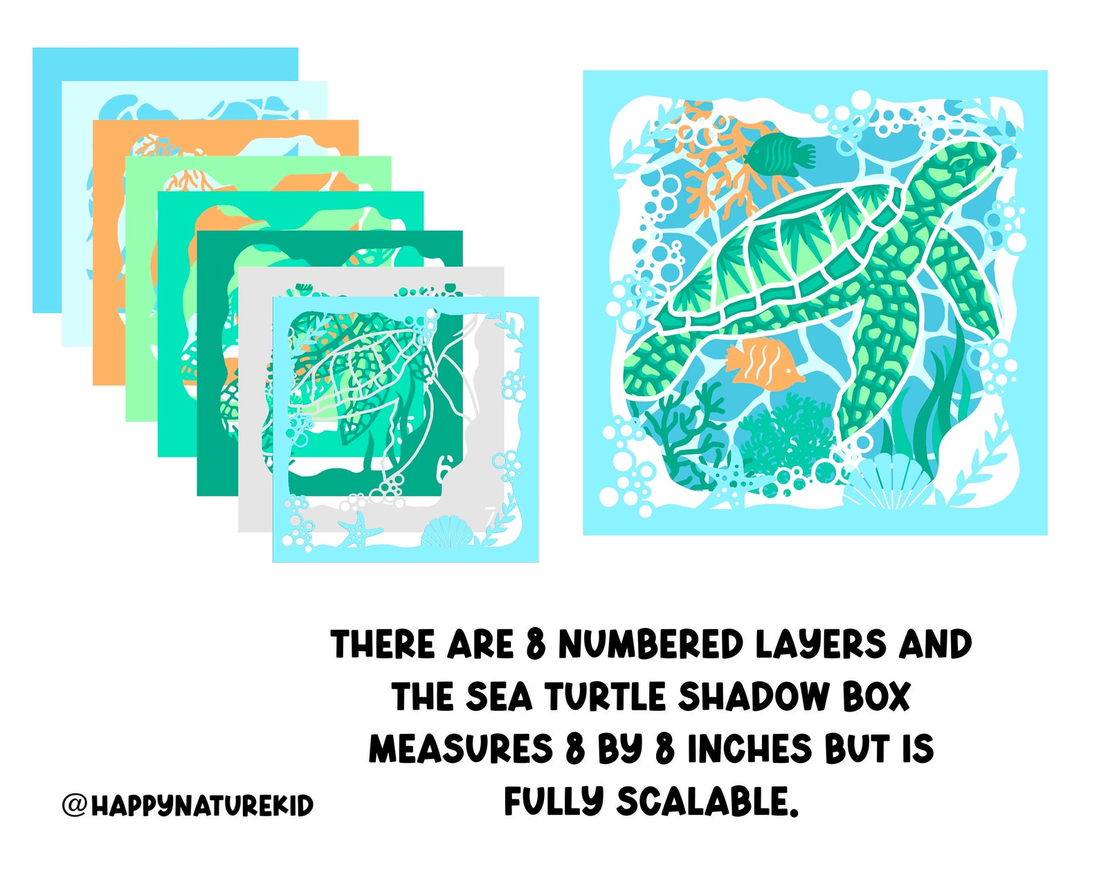 3d Sea Turtle Shadow Box Svg 3d Turtle Shadow Box Svg Cardstock Svg ...