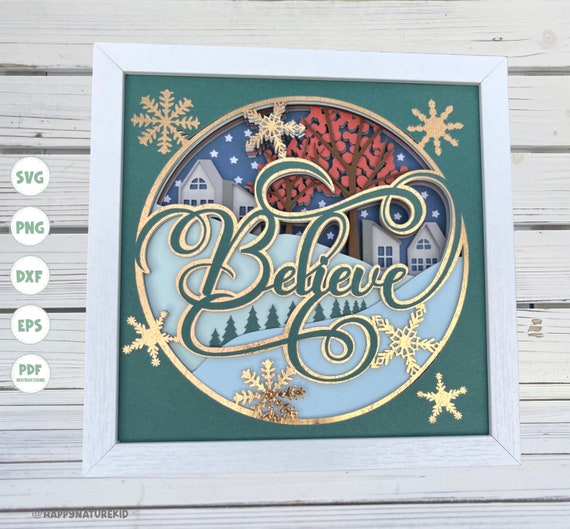 Believe Shadow Box Svg Christmas Shadow Box Svg Christmas - Etsy