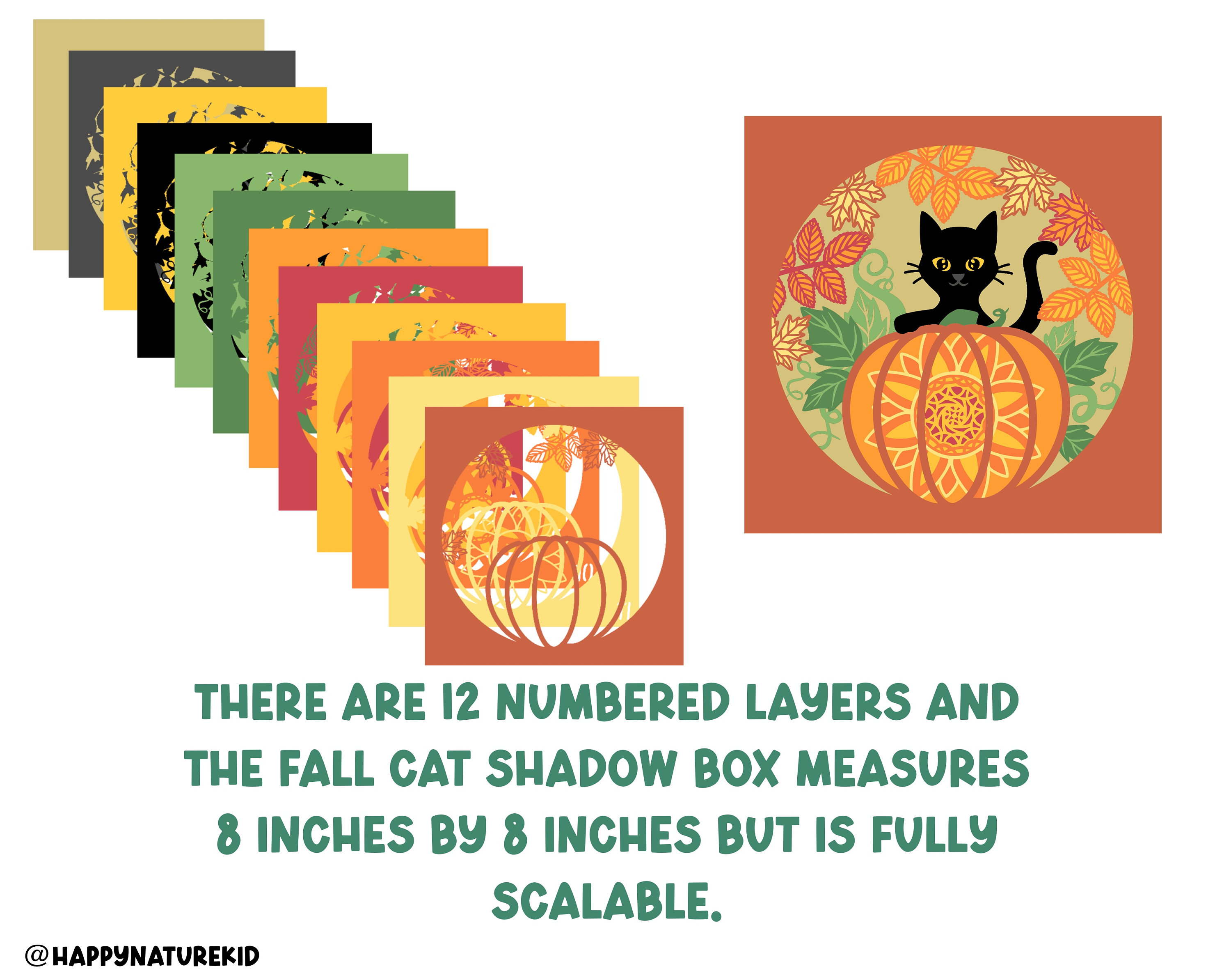 Fall Cat Shadow Box Svg Fall Shadow Box Svg Fall Shadow Box - Etsy