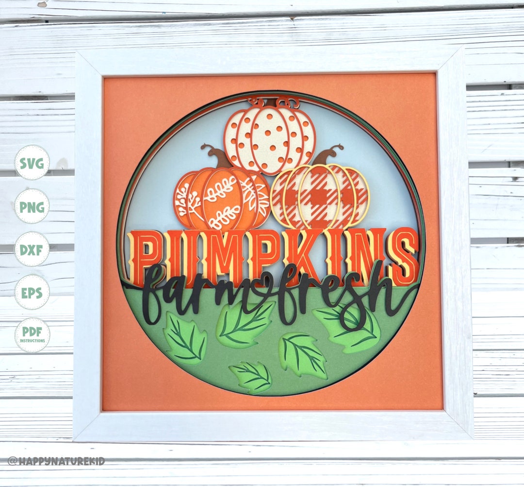 Pumpkin Shadow Box Svg, Pumpkin Patch Shadow Box Svg, Pumpkin Svg, Fall ...