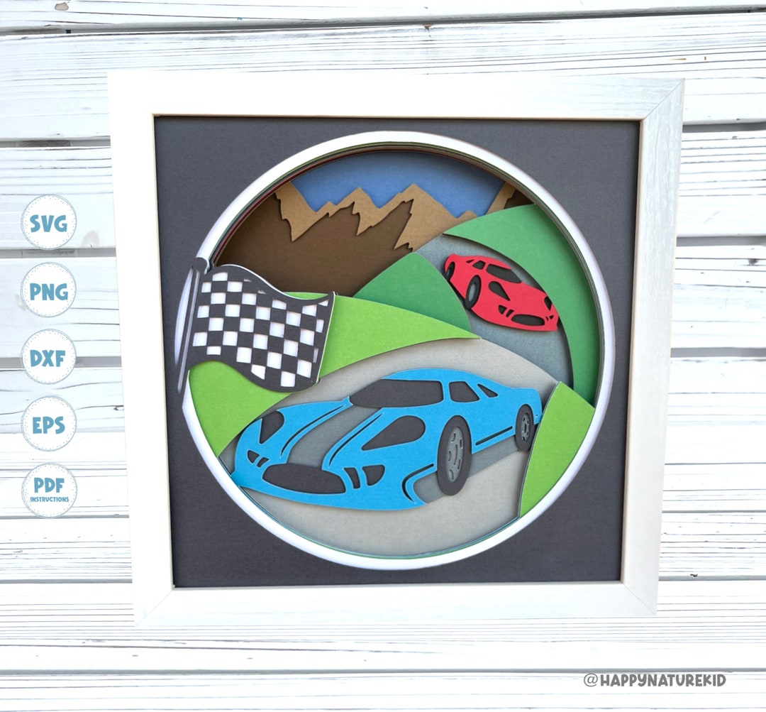Race Car Shadow Box Svg Shadow Box Svg Layered Svg Race Car Svg 3d Svg ...