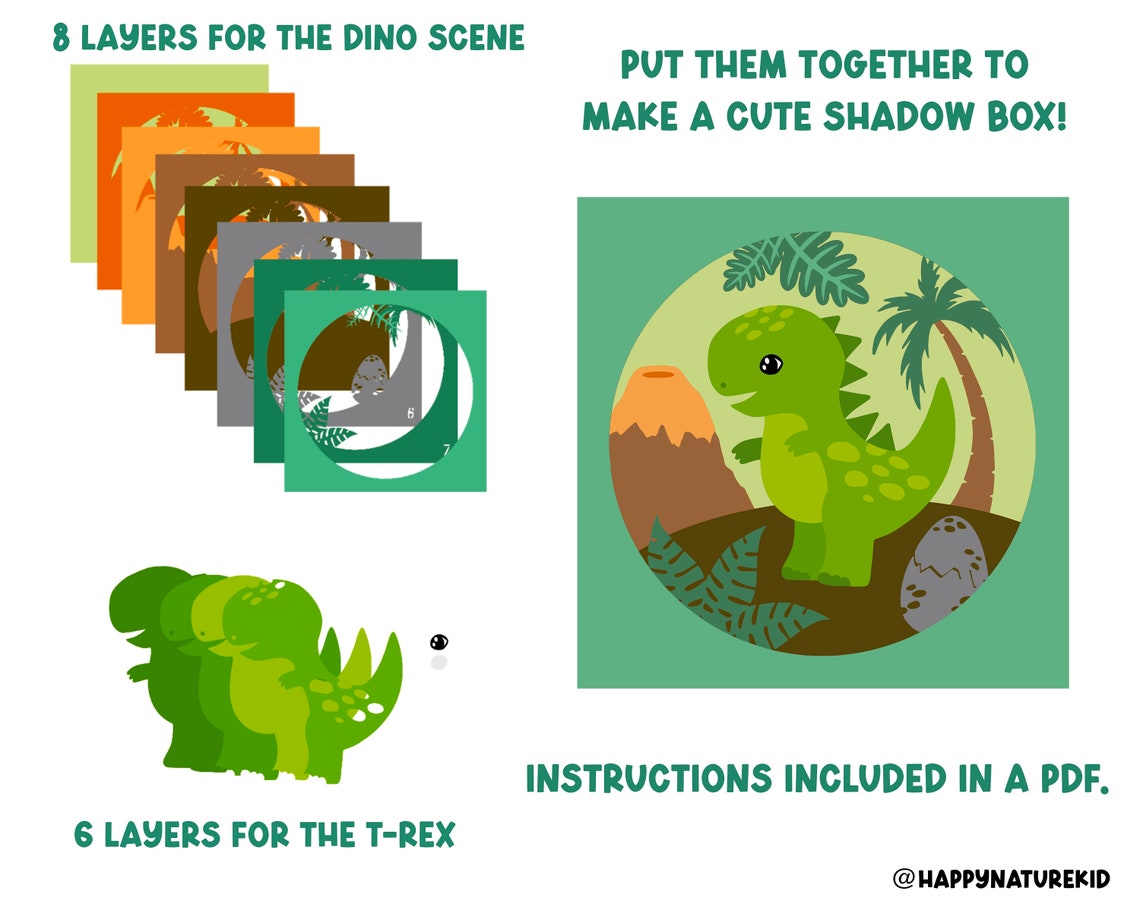Dinosaur Shadow Box Svg T-rex Shadow Box Svg T-rex Svg - Etsy