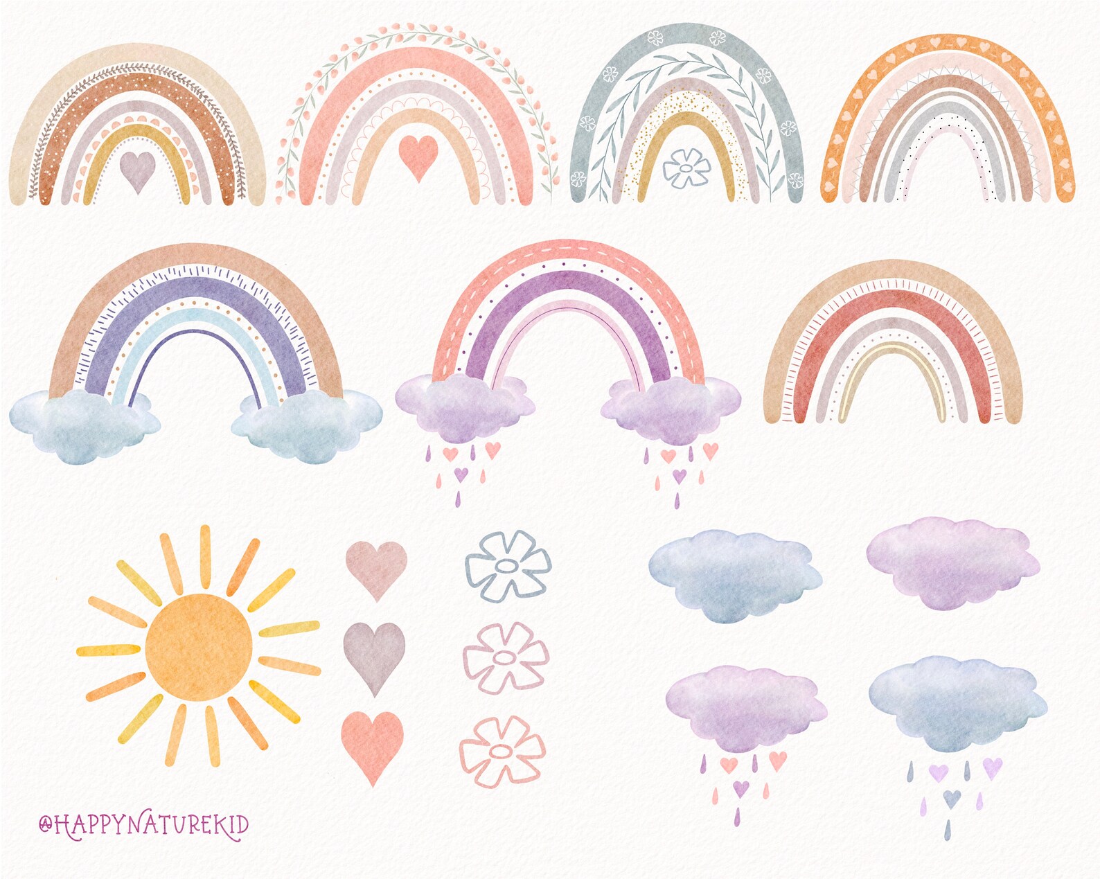Boho Rainbow Boho Rainbow Clipart Boho Rainbow Png Rainbow - Etsy