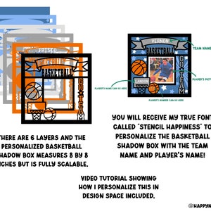 3d Personalized Basketball Shadow Box Svg, 3d Shadow Box Svg, Svg Files ...