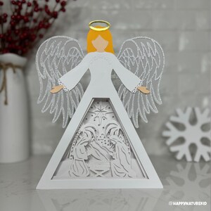 Christmas Angel Shadow Box Svg, Angel Lantern Svg, Nativity Shadow Box ...
