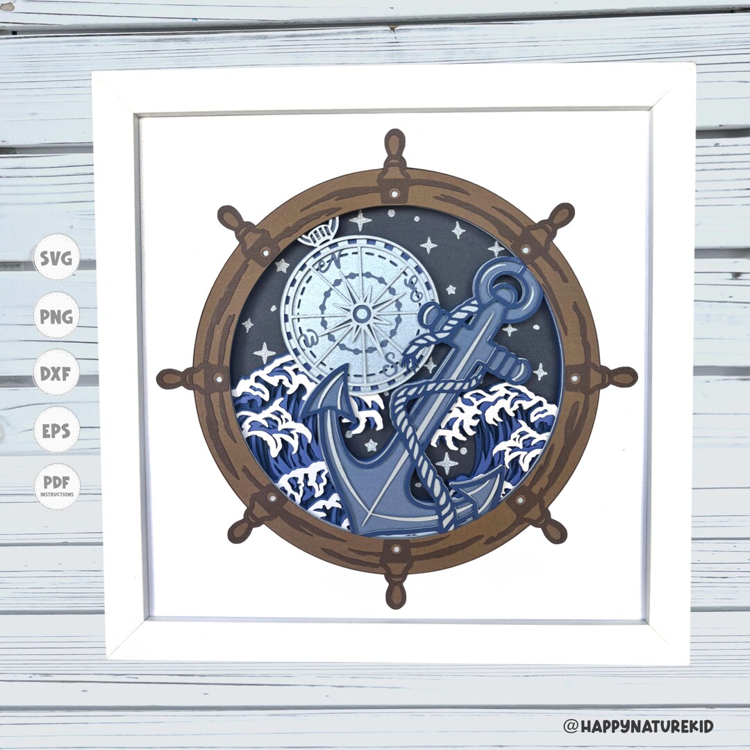 Anchor Shadow Box Svg, Compass Shadow Box Svg, Ocean Shadow Box Svg ...