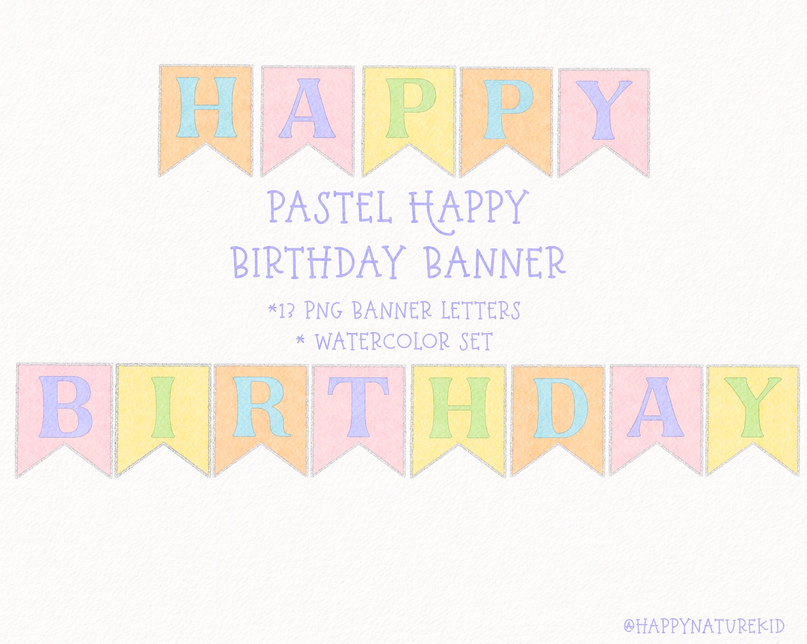 Happy Birthday Banner Clipart Pastel Birthday Banner - Etsy