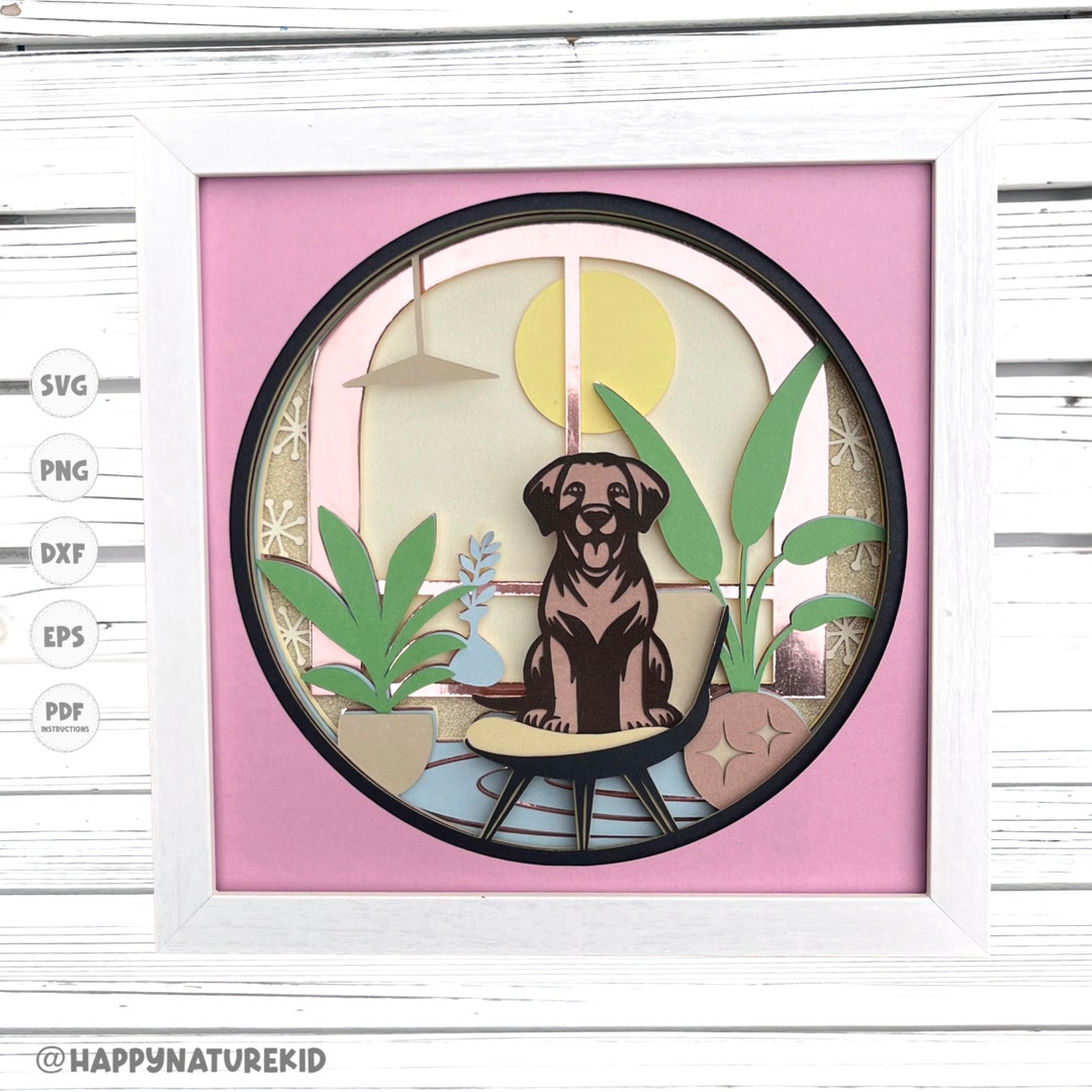 Boho Dog Shadow Box Svg, Mid Century Modern Shadow Box Svg, Svg Files ...