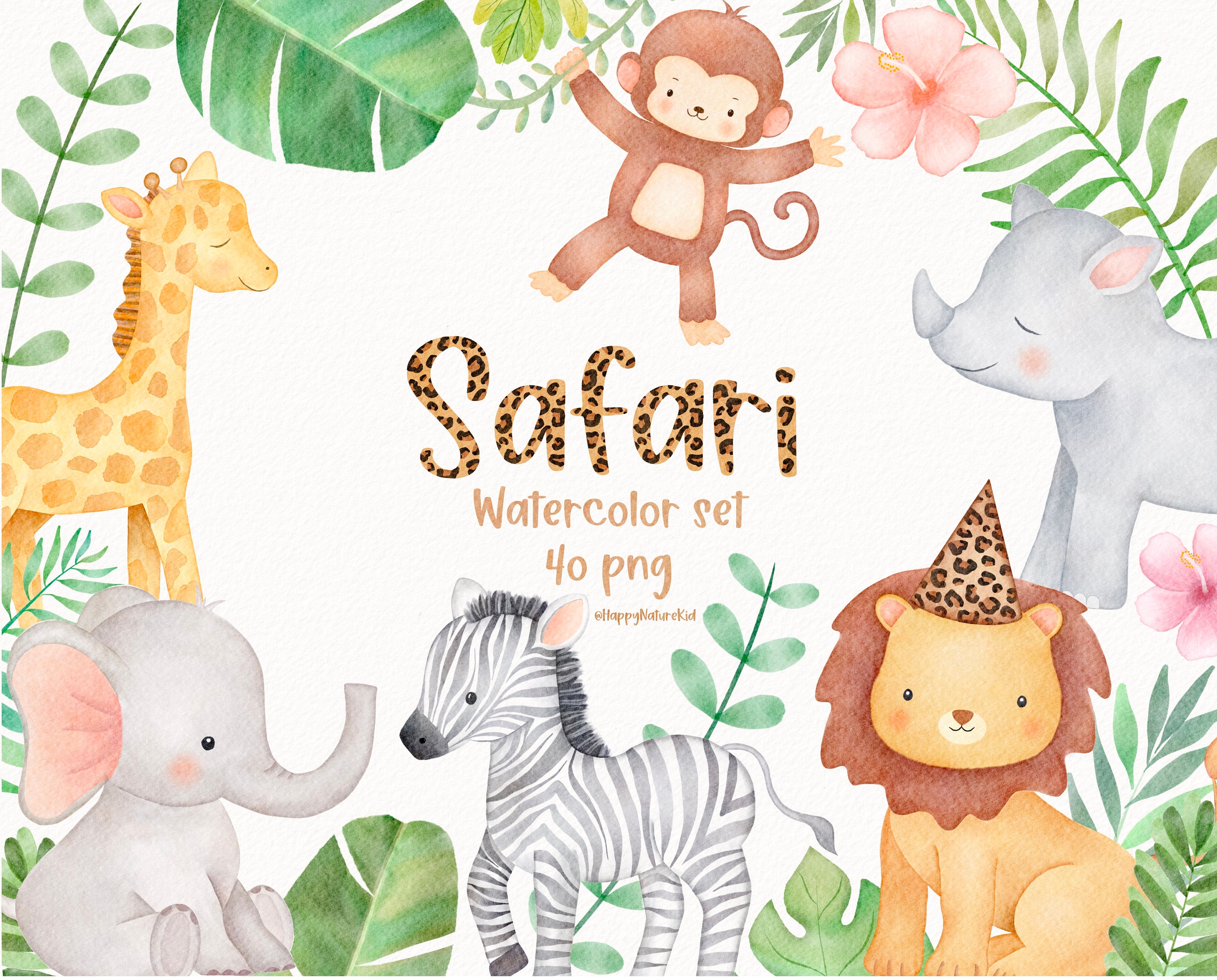 Safari Clipart Safari Nursery Decor Safari Baby Shower | Etsy