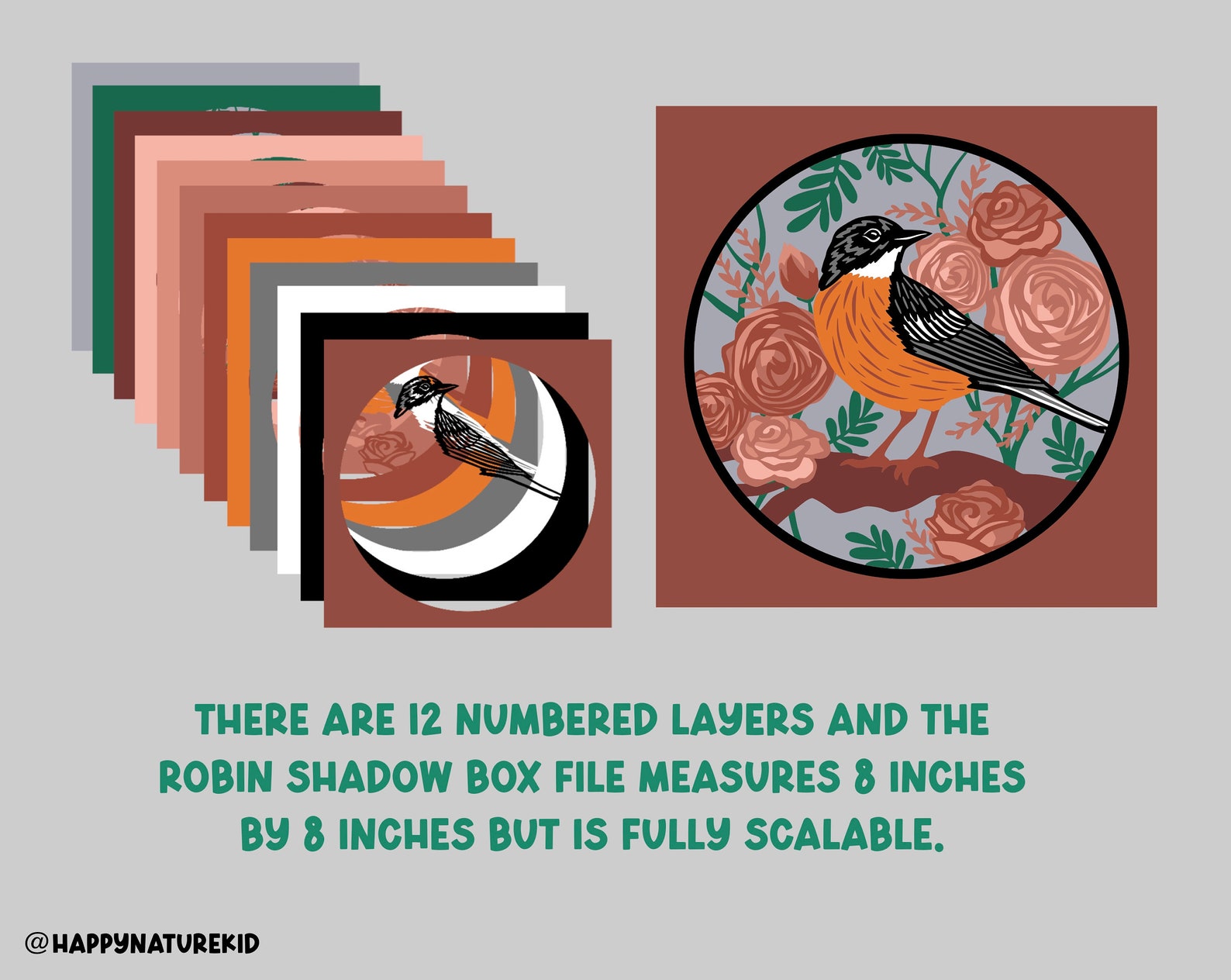 3d Robin Shadow Box Svg, 3d Layered Svg, 3d Shadow Box Svg, Cottagecore ...
