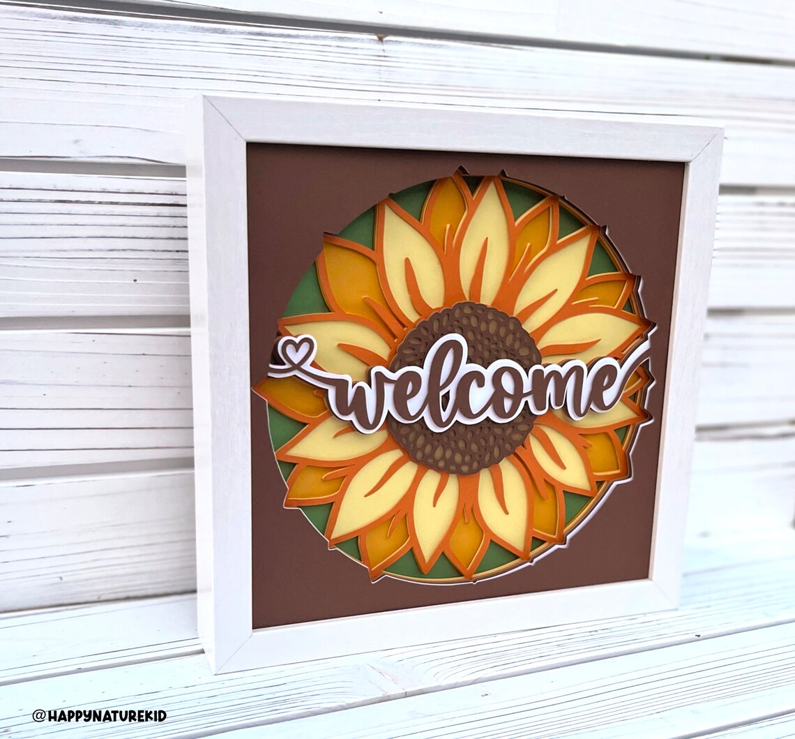 Sunflower Shadow Box Svg Welcome Shadow Box Svg Shadow Box - Etsy